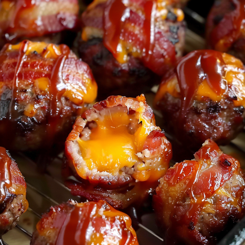 Bacon Wrapped Meatballs Style Cheddar Stuffed BBQ Bacon Bombs – Clara's ...
